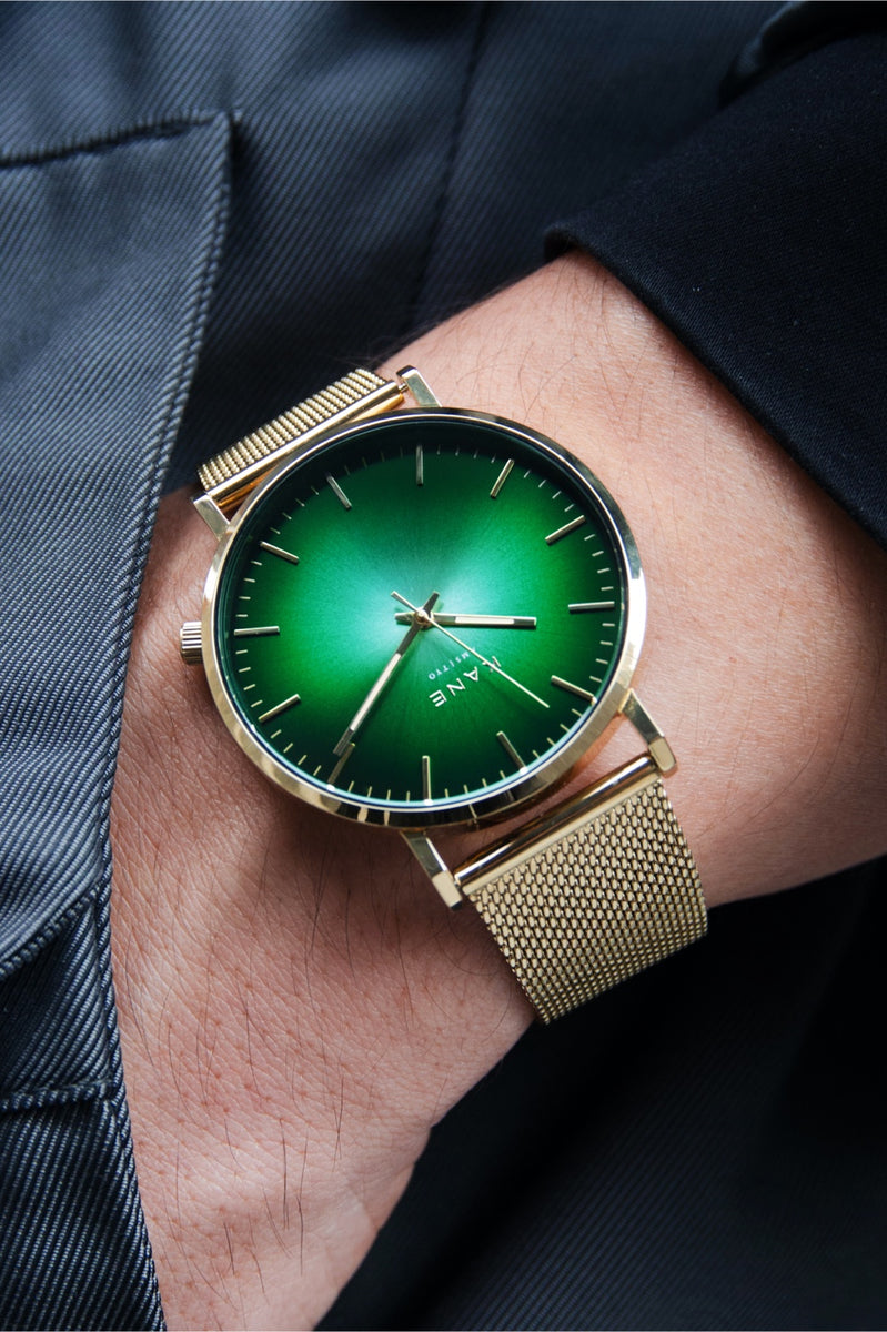 Minimalist Mens Watches by KANE® - Gold Jade Gold Mesh™ – KANE Watches